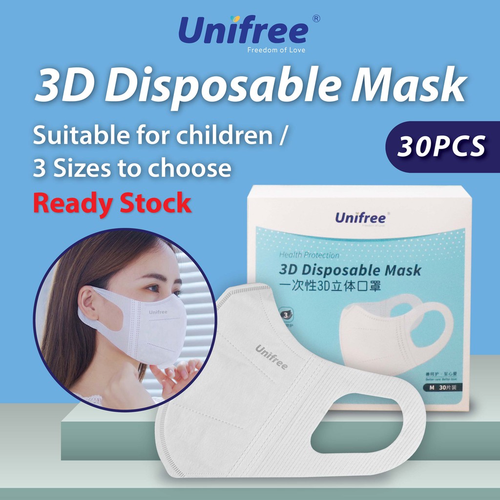 [Ready Stock] Unifree 3D Disposable Protective Face Mask Non-Woven ...