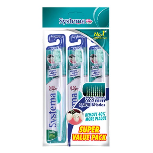 SYSTEMA TOOTHBRUSH 0.02MM BI-LEVEL COMPACT FULL HEAD SPIRAL COMFORT ...