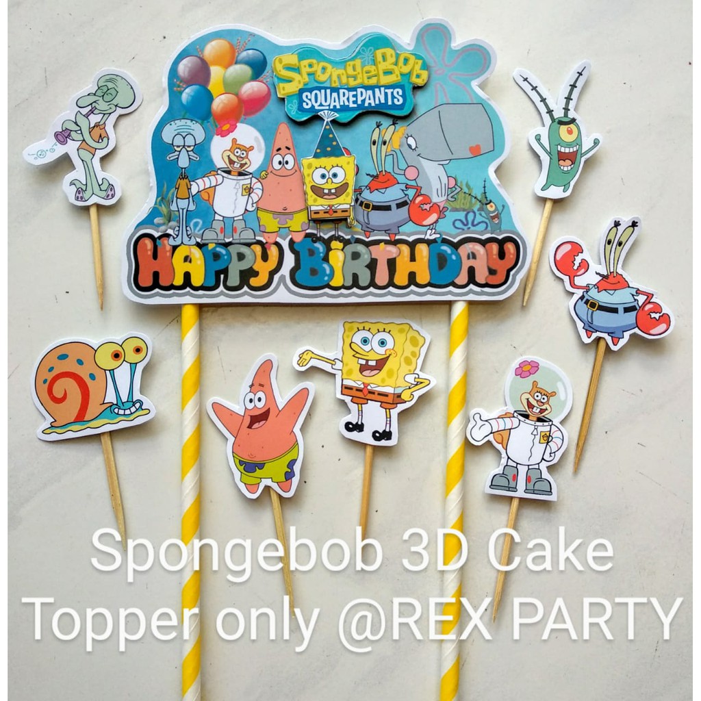 Spongebob Topper/Cake Topper/SpongeBob Banner Topper/Birthday Cake ...