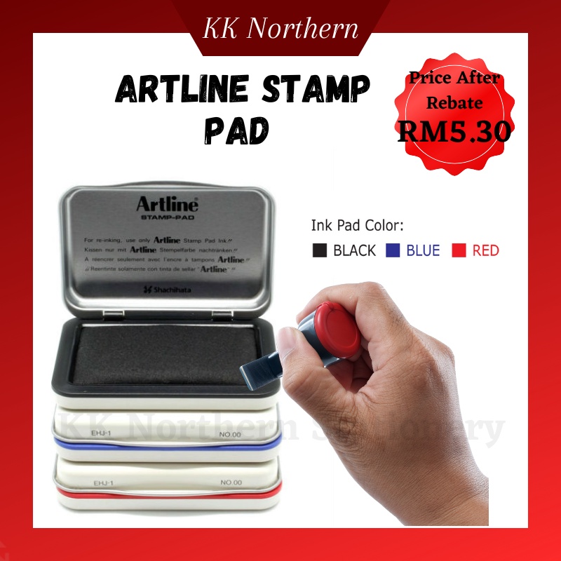 Artline Stamp Pad Ink Chop Pad No.00 No.0 / No.1 No.2 Large Ink Pad 印台 Inkpad Red Blue Black ...