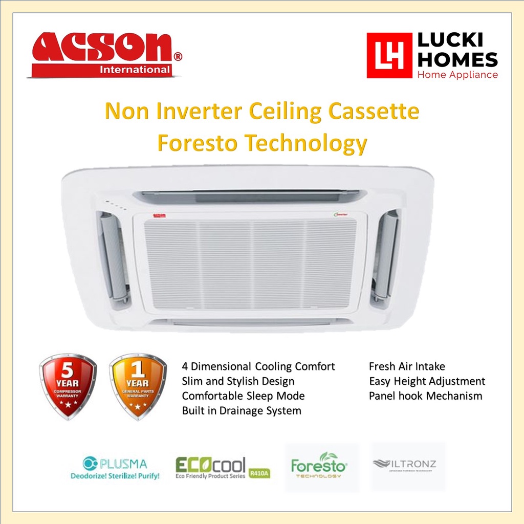 Acson 2hp / 2.5HP Non Inverter Split Type Air Conditioner R32 Foresto Technology Ceiling Cassete ...