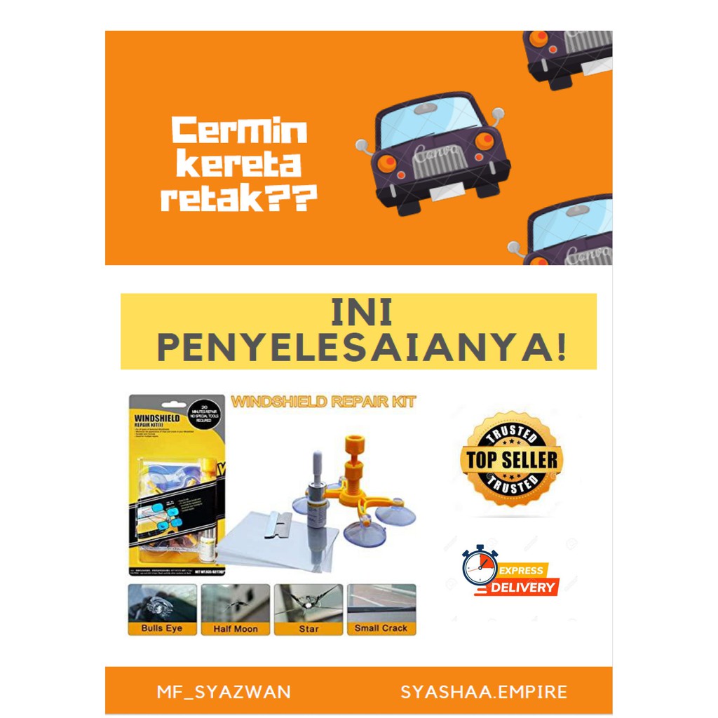 💥CERMIN KERETA RETAK?💥New Car Window Glass Crack Chip Windscreen ...