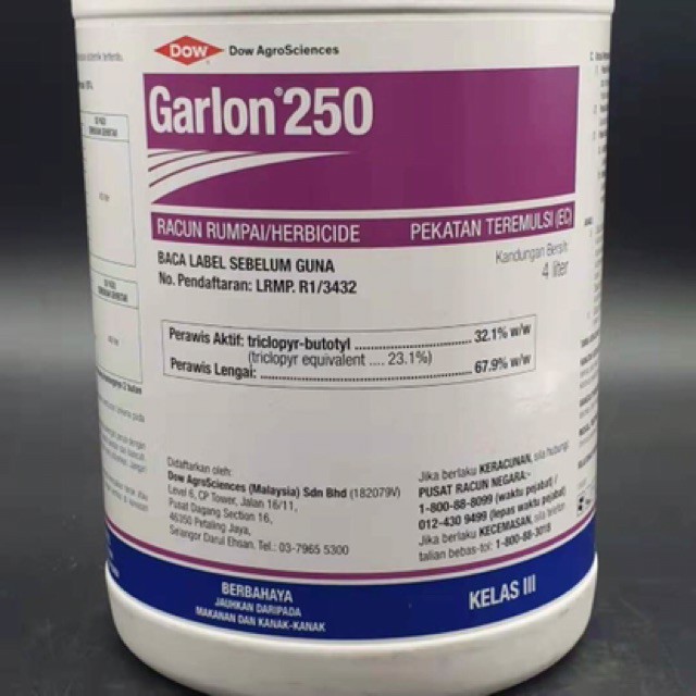 ( 4 liter ) Herbicide & Racun Rumpai Garlon 250 4L Agriculture tool ...