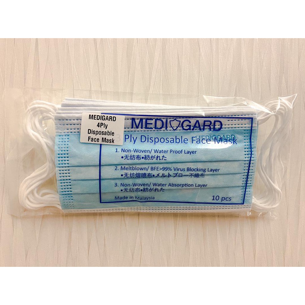 MEDIGARD 4 Ply Disposable Face Mask - Blue 50pcs/box (Premium Grade ...