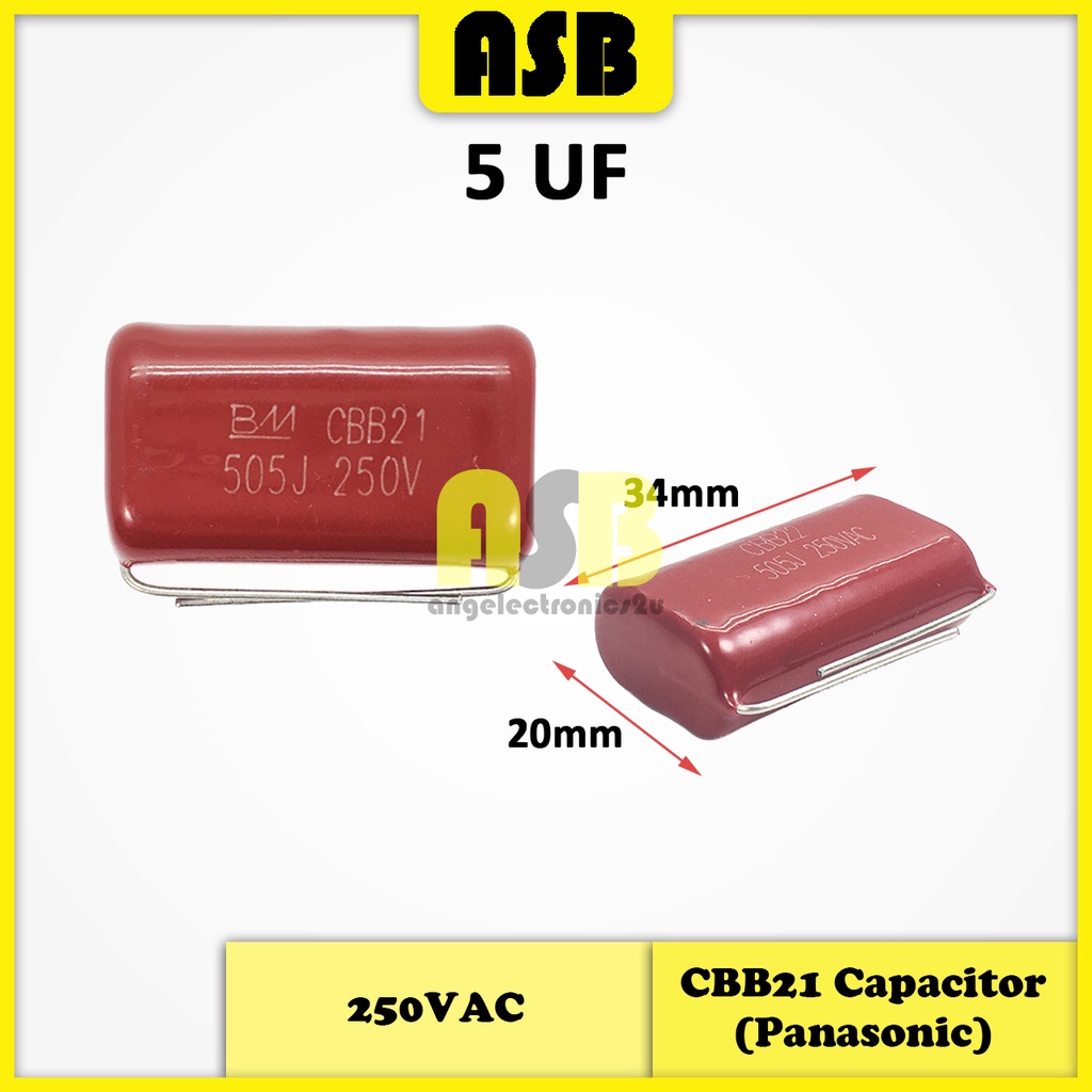 (1pc) CBB21 / CBB22 Capacitor / Condenser ( Panasonic ) ( 250VAC ...