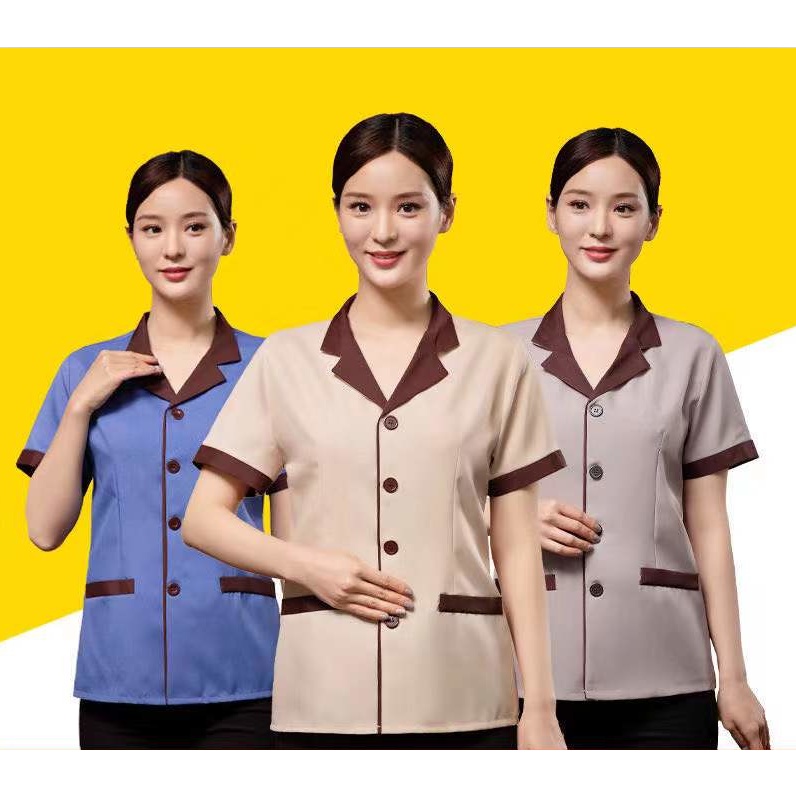 Summer Waiter Tops Cleaning Service Clothes Hotel Attendant Short ...