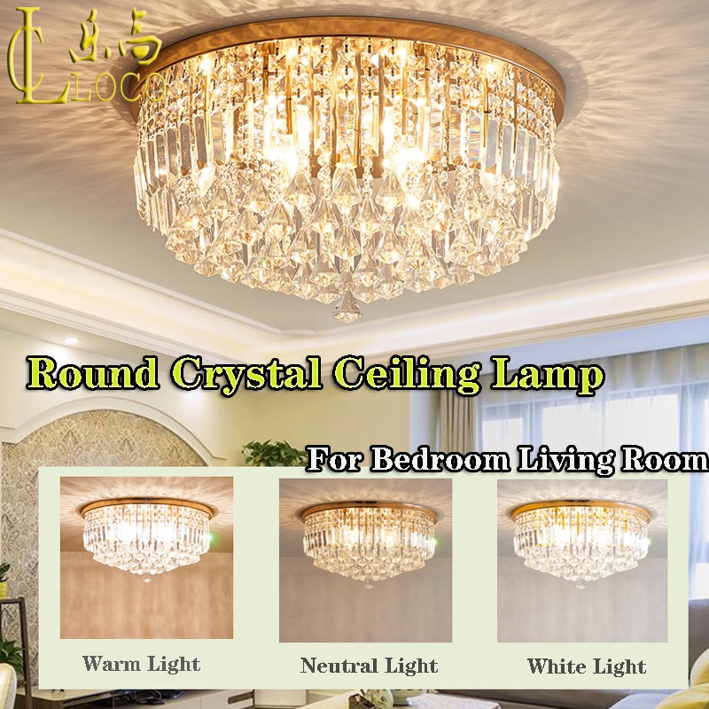 LOCO Nordic Crystal Ceiling Lamp Living Room LED Crystal Chandelier ...