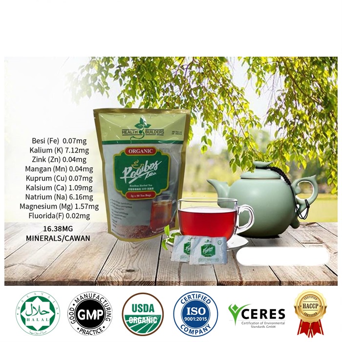 100% Original Health Builders Rooibos Organic Tea / 50 Sachets Tea ...
