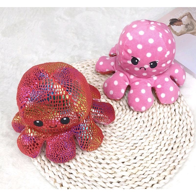 Cute Shiney Reversible Octopus Bipolar Flip Octopus Plush toy Stuffed ...