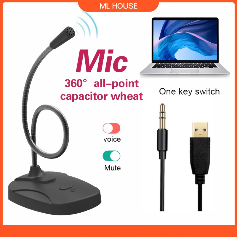 Mini USB Desktop Microphone 3.5mm Microphone PC Computer Mic Studio ...