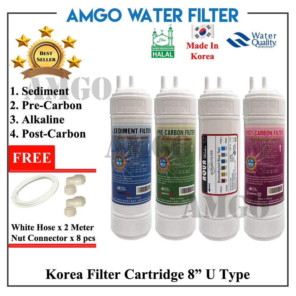 AMGO Korea Water Filter Halal U Type 10" 8" 6" Sediment Pre Carbon ...