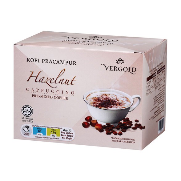 Vergold Hazelnut Cappuccino - 12 Sachets x 20g | Shopee Malaysia