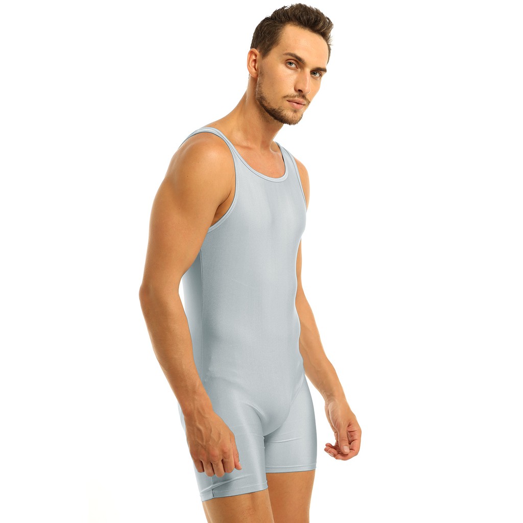 Mens Spandex Short Tank Sleeveless Stretchy Sport Gym Bodysuit ...