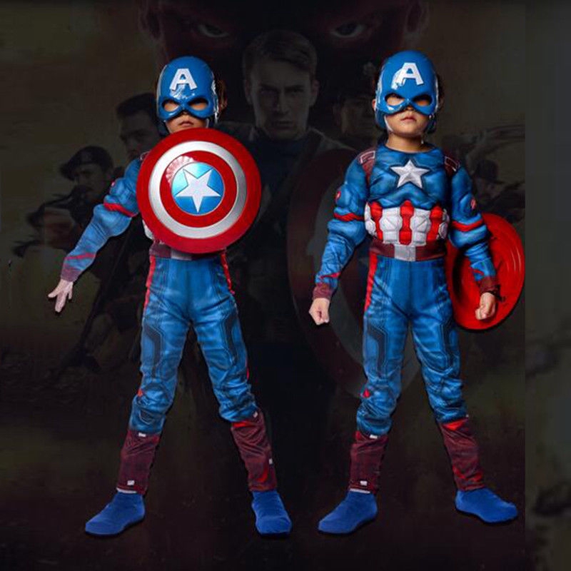 Kids Costume Cosplay Captain America Cosplay Super Hero Boys clothing ...
