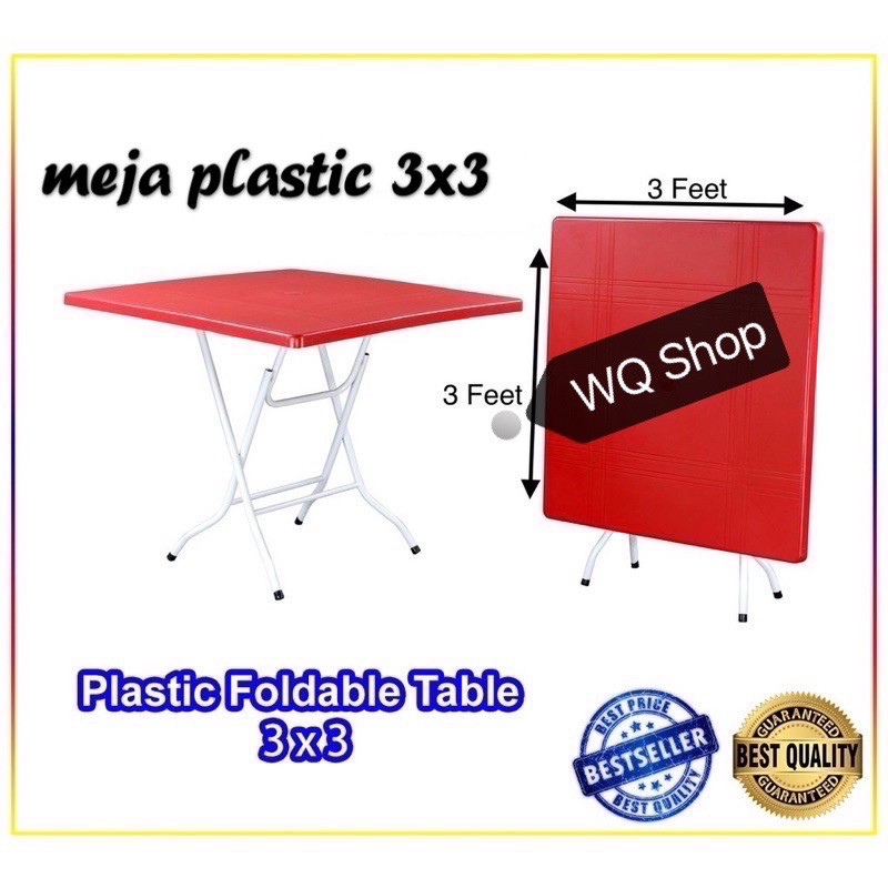 Foldable Square Table / Meja lipat 3 x 3/Meja lipat 2x3 / 3 x 3 Round ...