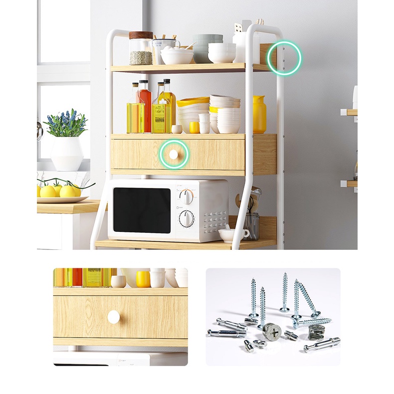 MAXEKO 🕊 Multilayer Kitchen Rack Kitchen Shelf with Drawer Kitchen ...