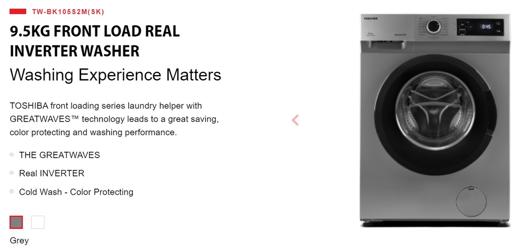 [COMBO SET] Toshiba 9.5KG Front Load Washing Machine TW-BK105S2M(SK) + 7kg Dryer TD-H80SEM(SK ...