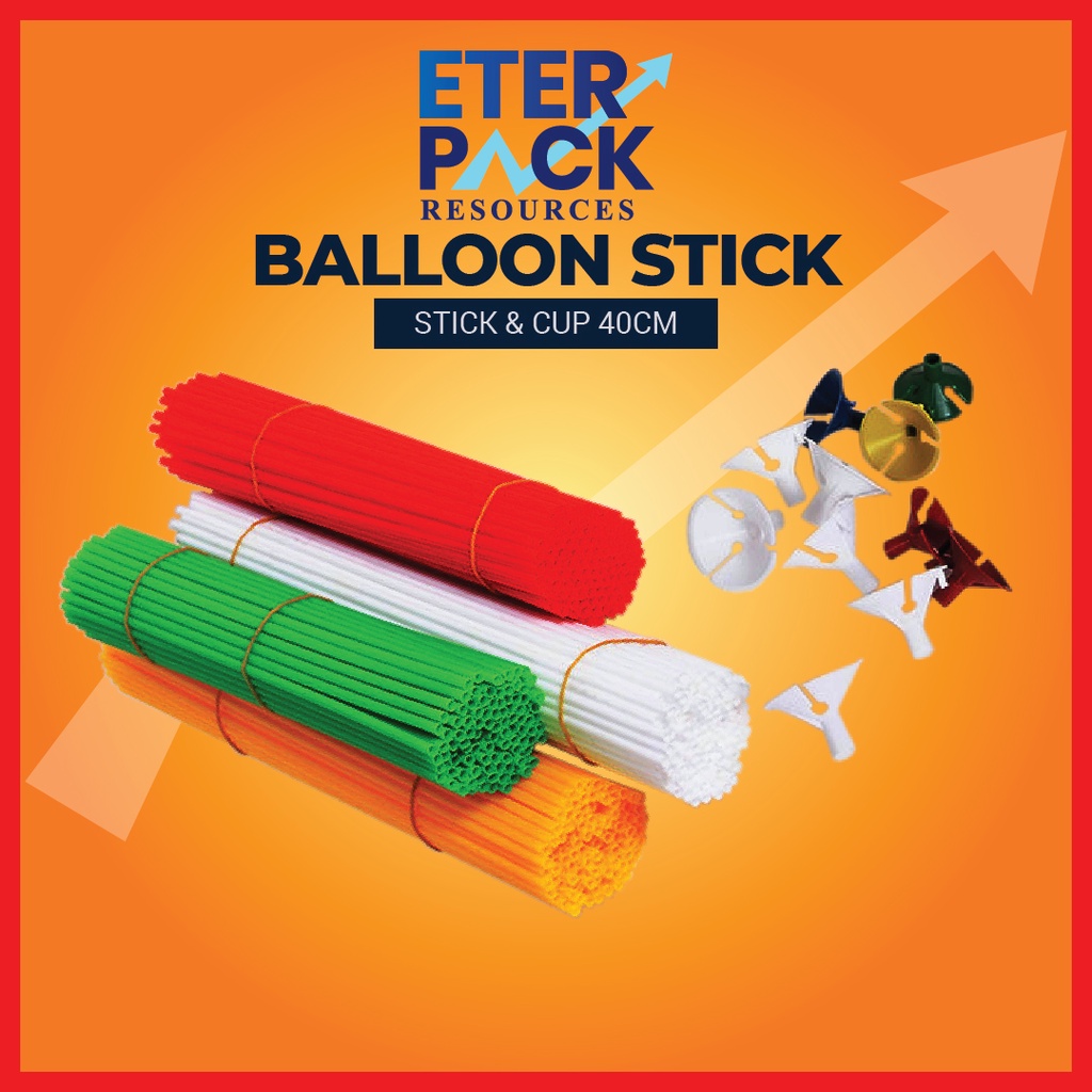 40cm High Quality Plastic Balloon Stick / Batang Belon and Cup for Foil ...