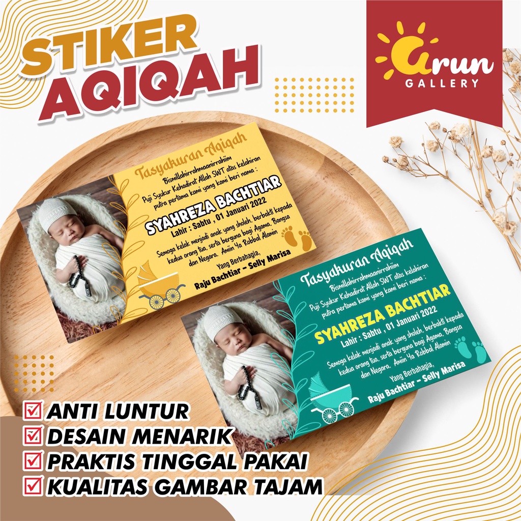 Aqiqah STICKER / BABY BIRTH STICKER / PUPUTAN STICKER / BABY NAME CARD ...