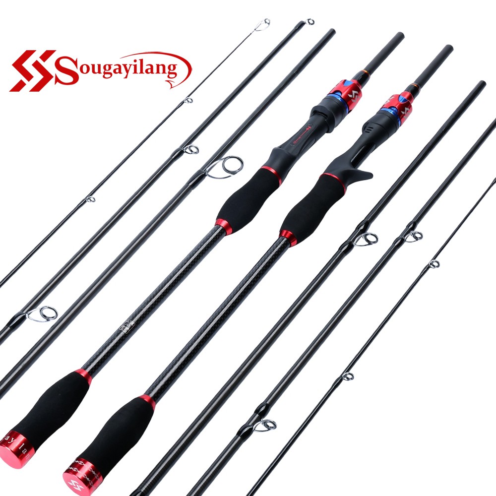 Sougayilang 4 Sections 2.1M Ultralight Weight Fishing Rod Carbon Pole Spinning Fishing Rod Super ...
