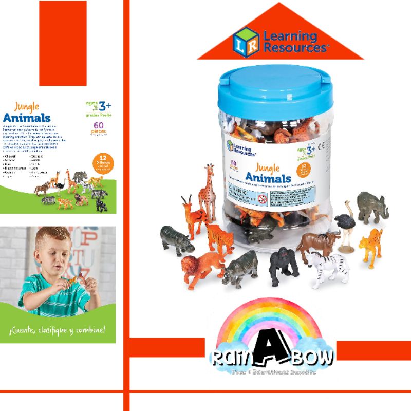 🛒 Learning Resources Jungle Animals Counters Set Plastic Zoo Wild Life ...