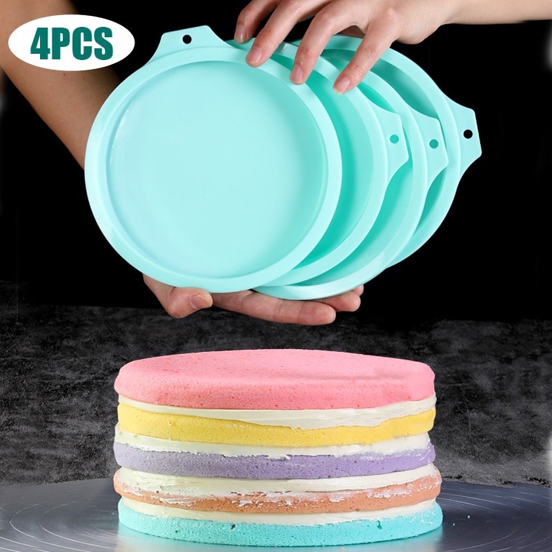 4inch 4pcs Round Mini Silicone chiffon Cake Mold Butter Cake Baking Pan ...