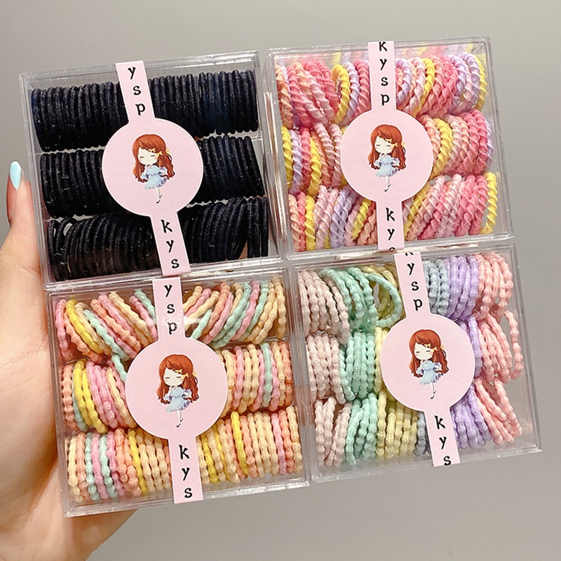 60/90 PCS Candy-colored Hair Rope Girls Do Not Hurt Hair Rubber Band ...
