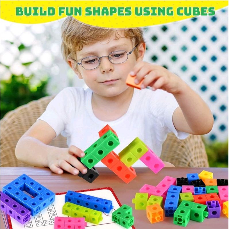 100pcs Linking Cubes Counting Toys Count Cube Building Block Color