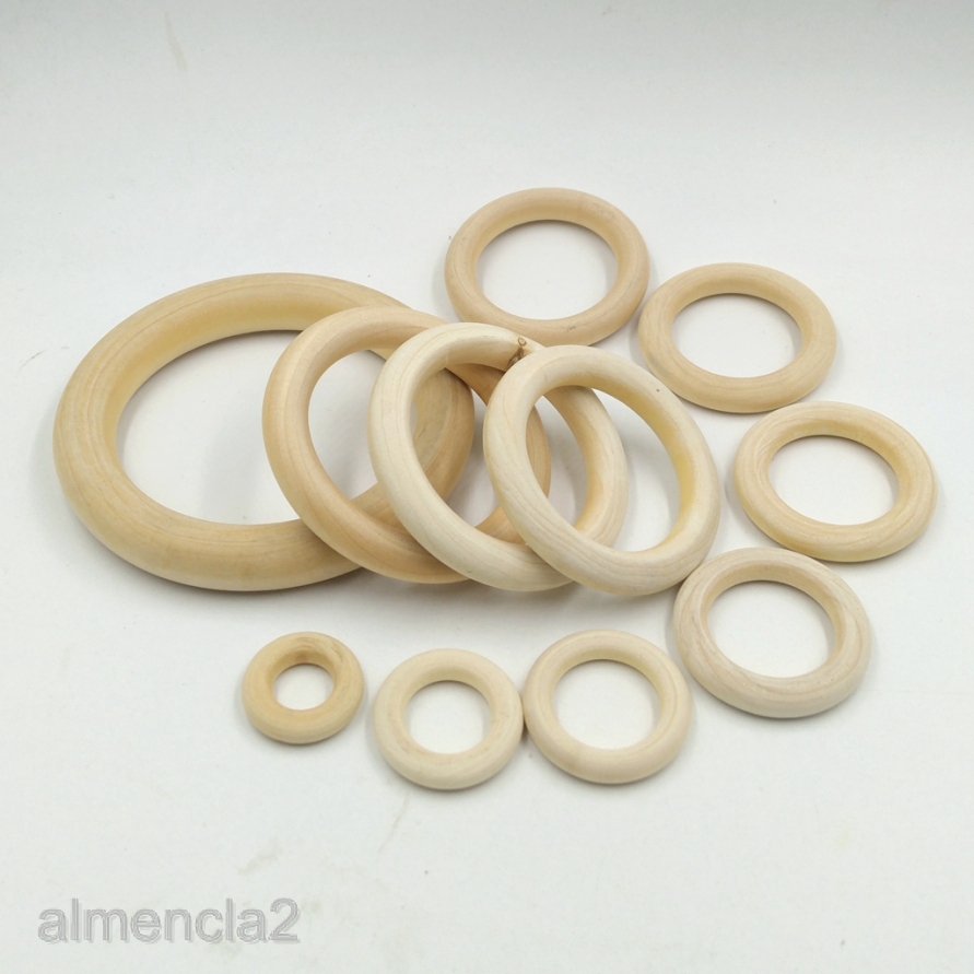 [AlmenclafdMY] 10/20pcs Natural Unfinished Wooden Loop Wood Material ...