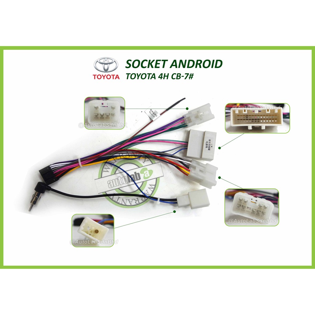 Car Stereo Power Harness Socket Toyota 4 Head For Android Player 9"/10 ...