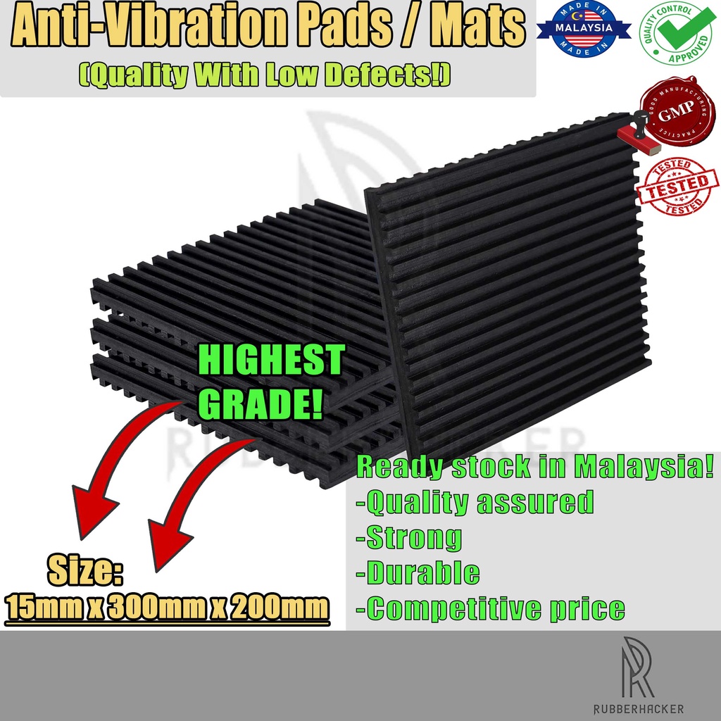Anti-Vibration Rubber Pad Mats for water pump sound reduction (15mm x ...