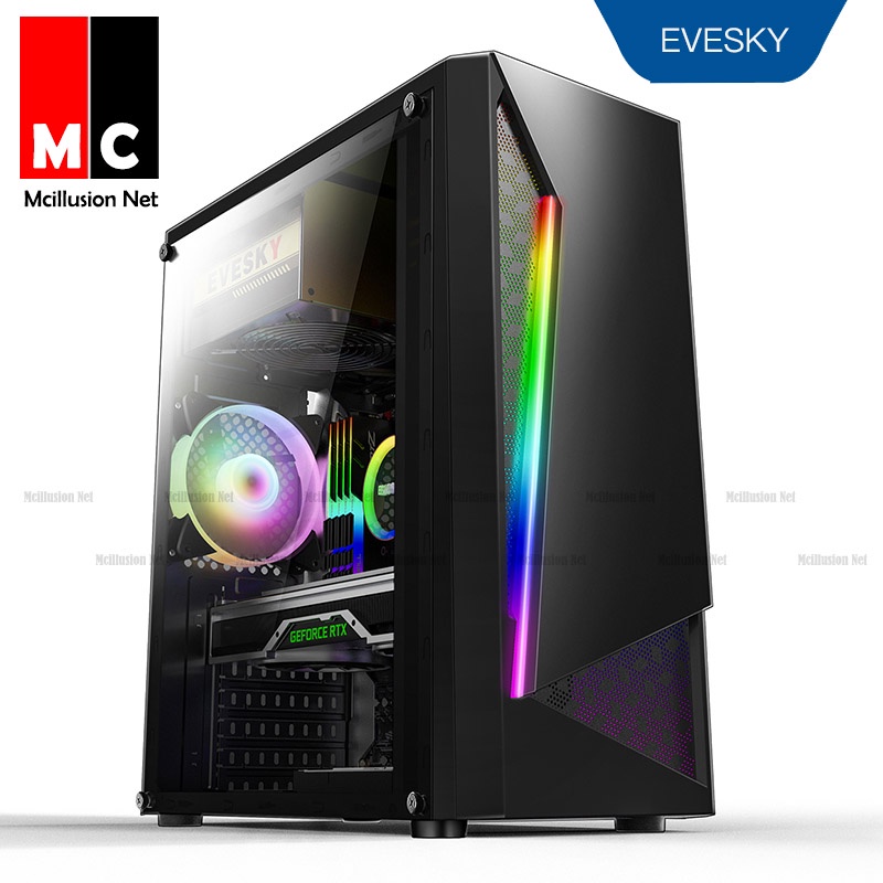 EVESKY RingLight Gaming ATX/mATX/ITX PC Gaming Case Desktop Case RGB Lamp | Shopee Malaysia