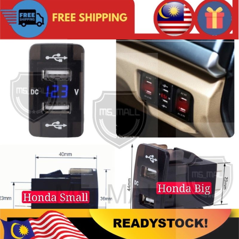 !R/STOCK! HONDA DUAL USB PORT PANEL with LED Voltage meter volt quick ...