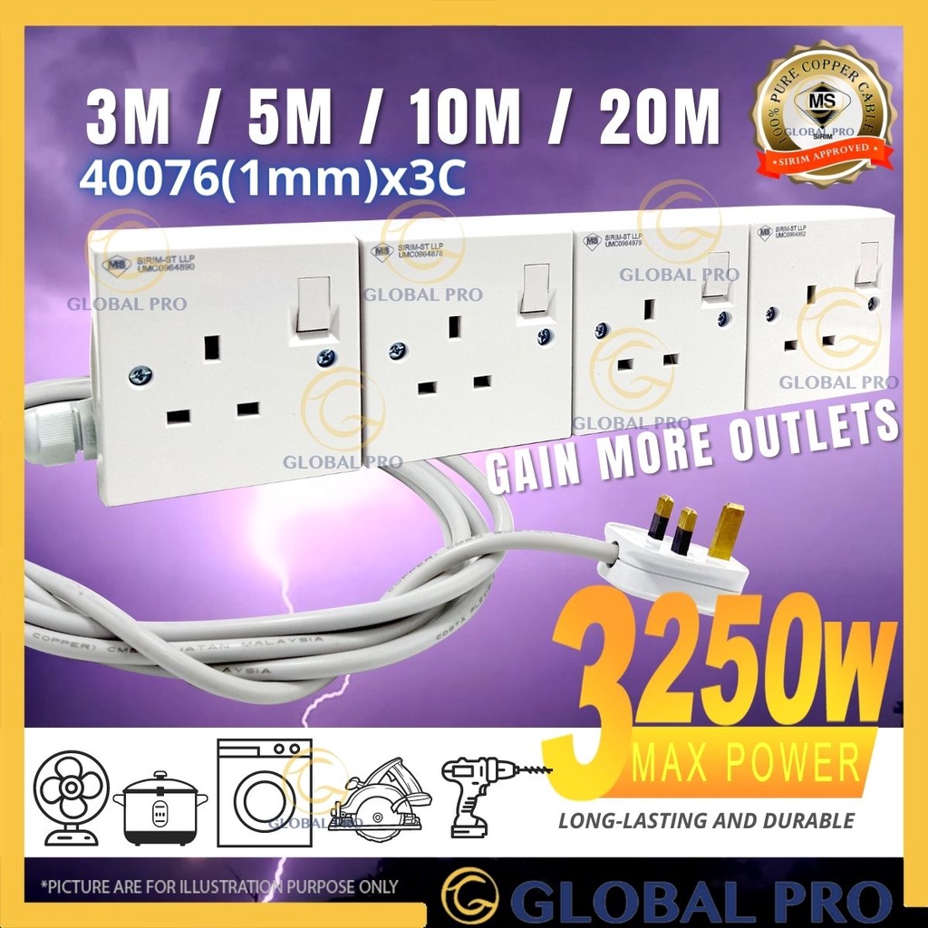 SIRIM 4WAY Bakelite Portable Extension Socket Outlet Extension Plug w ...