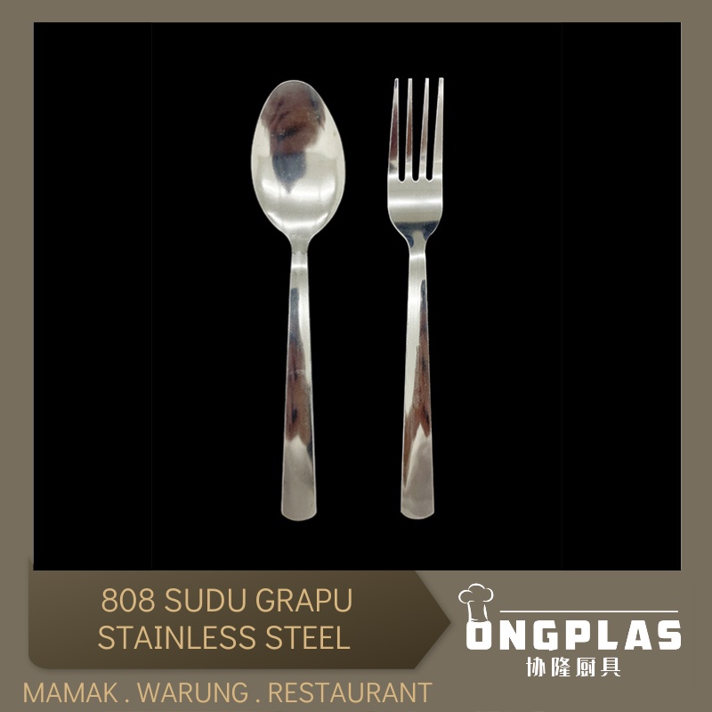 😎READY STOCK😎 12PCS 808 SUDU GARFU STAINLESS STEEL/ SPOON FORK/ TAHAN ...