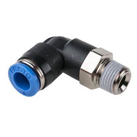 Festo Threaded-to-Tube Pneumatic Elbow Fitting R 1/8 to Push In 8 mm, QS Series, 14 bar QST 1/8 ...