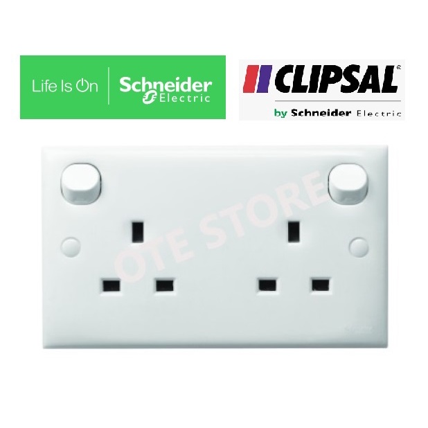 SCHNEIDER S-CLASSIC E25 13A X 2 SWITCH SOCKET (WHITE) (SIRIM) | Shopee ...