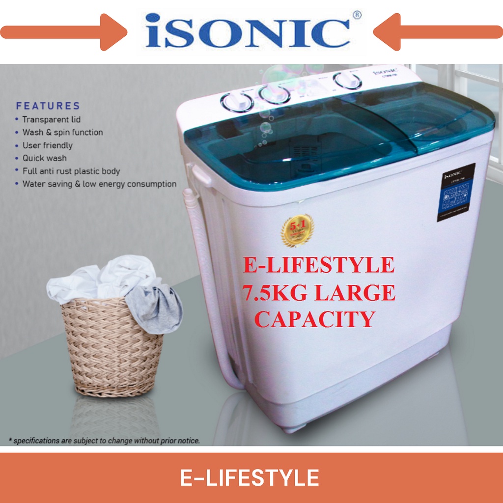 ISONIC SEMI AUTO CTWM-760 WASHING MACHINE MESIN BASUH (READY STOCK ...
