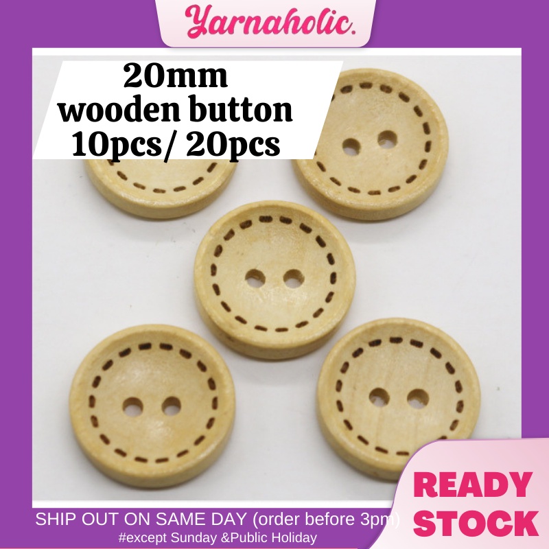 20mm Butang Kayu Dotted line/ 20mm Plain colour Dotted Line Wood Button ...