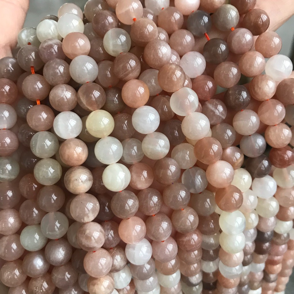 Natural color moonstone round bead semi-finished products loose bead ...