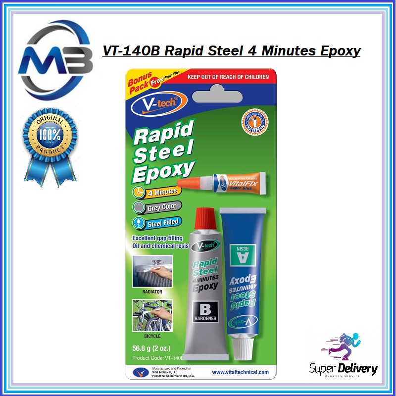 V-tech VT-140B1 Rapid Steel 4 Minutes Epoxy FOC Super Glue | Shopee ...