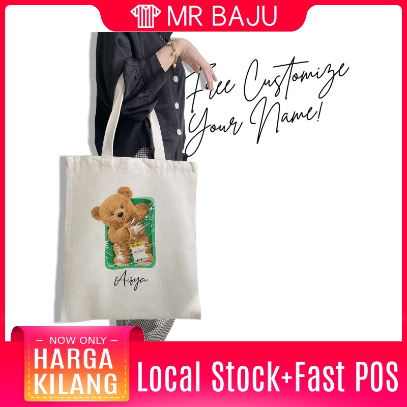 [Local Ready Stock] Customize Canvas Bag Tote Bag Custom Jute Bag With ...