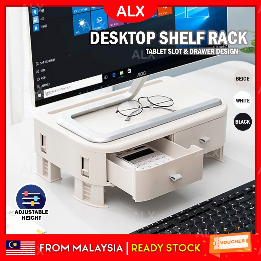 ALX Desktop Computer Monitor Heightening Rack Office Desk Storage Box ...
