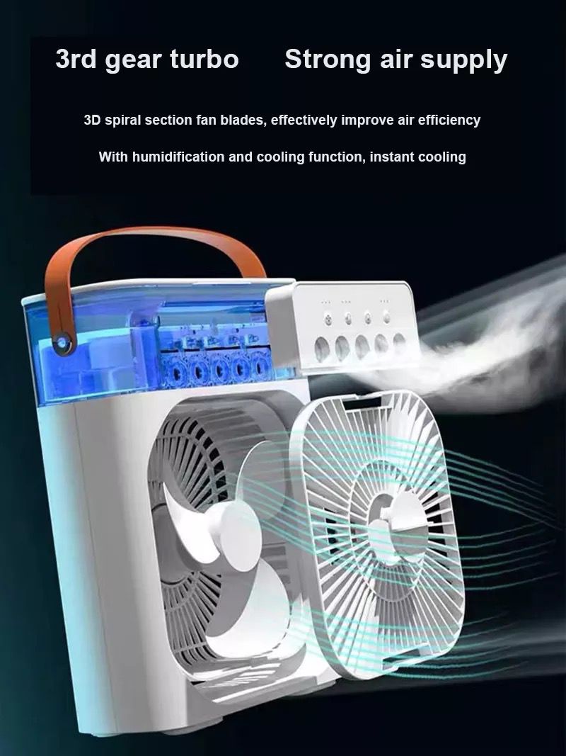 6 Inches Air Conditioner Cooling Fan With 5 Sprays 7 Color Light ...