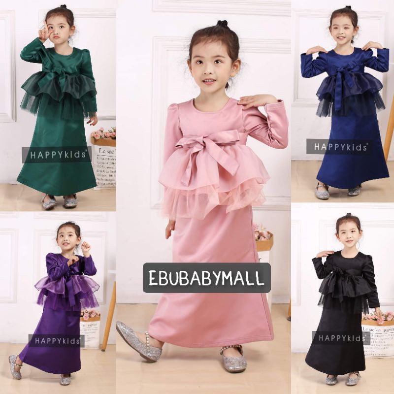 Baju Raya Budak Perempuan Baju Peplum Budak Baju Kurung Budak | Shopee ...