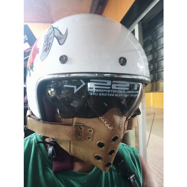 Genuine Leather Mask & Strap for Open Face (Helmet not included ...