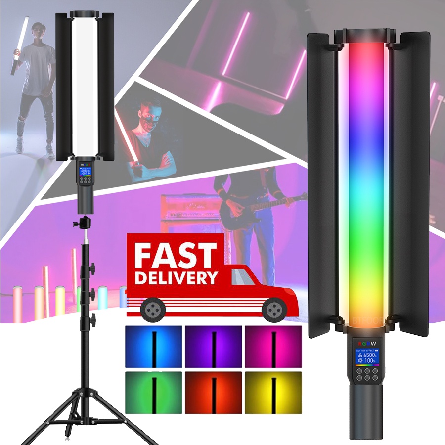 With Tripod RGB Video Light Stick Wand Party Colorful LED Lamp Fill ...