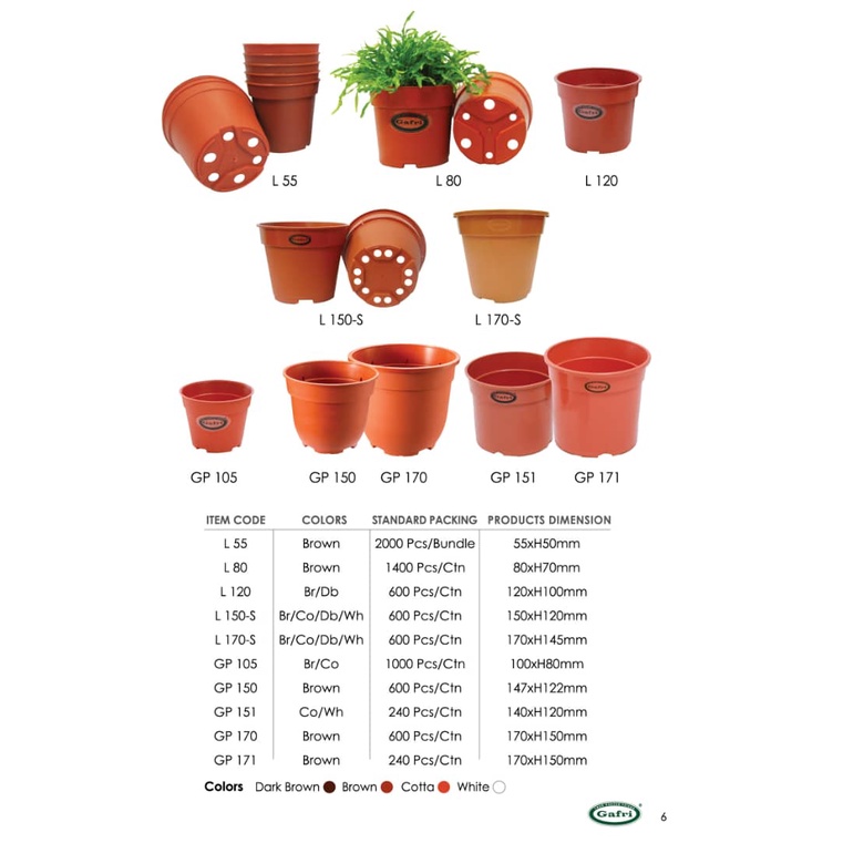 GAFRI BIODEGRADABLE FLOWER POT (L SERIES/80,120,150S,170S) | Shopee ...