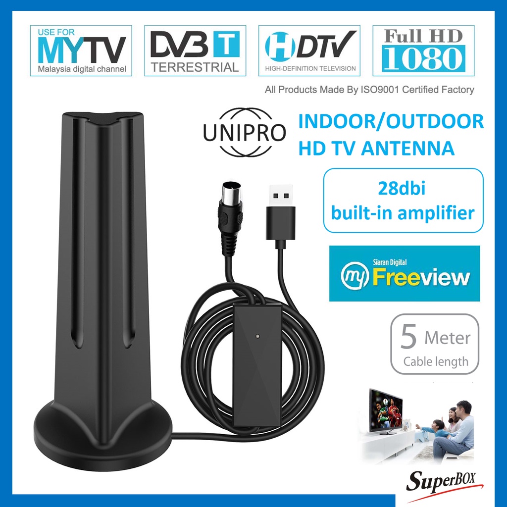 **NEW** Unipro UNP-03 28dbi 5 Meter Cable UHF HDTV DVB T2 Mytv brand ...