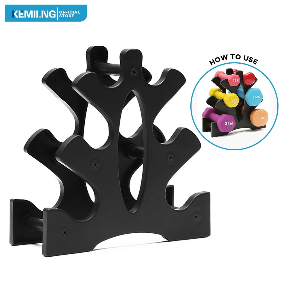 Kemilng Home Workout Dumbbell Rack Tree Shape Weights Rack 3 Tier ...
